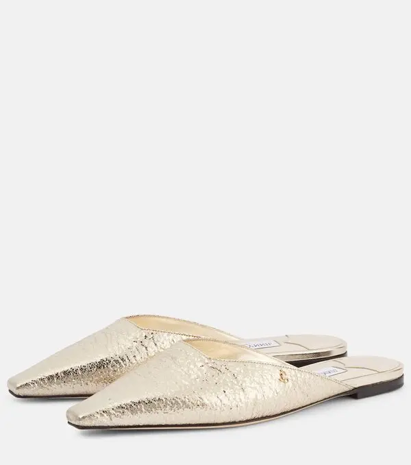 JIMMY CHOO Vivi Metallic Leather Mules