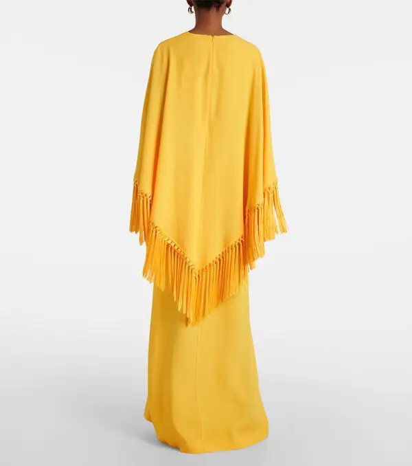 TALLER MARMO Fringed Crêpe Cady Kaftan - Yellow