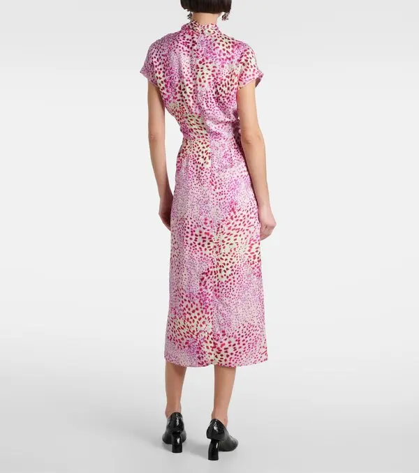 Dries Van Noten Printed Satin Midi Dress - Pink