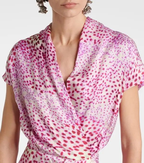 Dries Van Noten Printed Satin Midi Dress - Pink