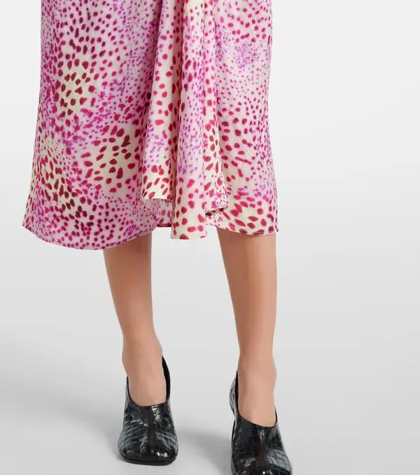 Dries Van Noten Printed Satin Midi Dress - Pink