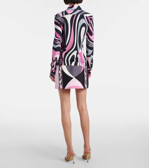 Emilio Pucci Marmo Printed Jersey Satin Shirt - Black