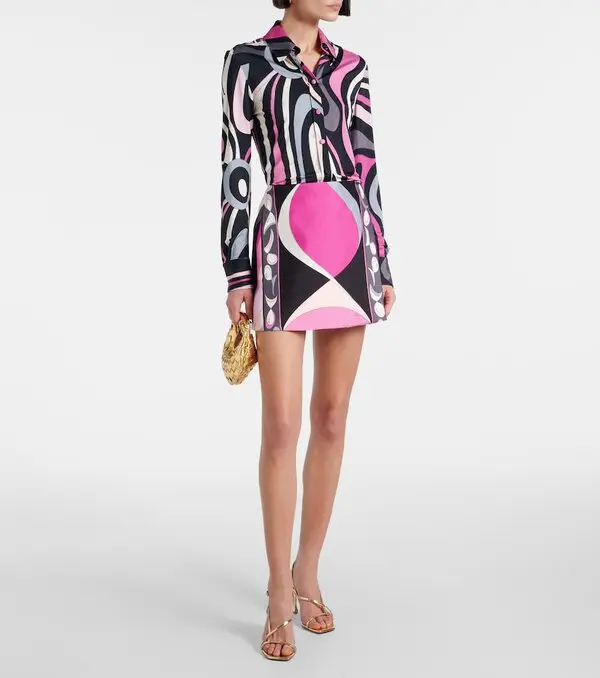 Emilio Pucci Marmo Printed Jersey Satin Shirt - Black