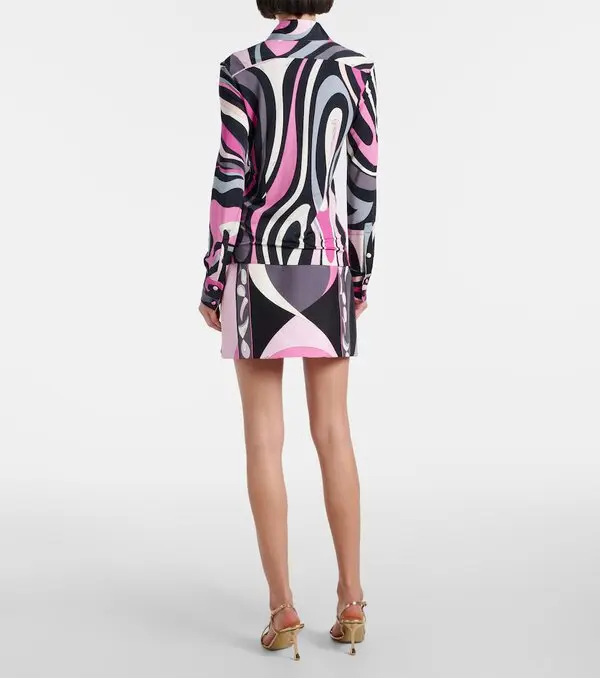 Emilio Pucci Marmo Printed Jersey Satin Shirt - Black