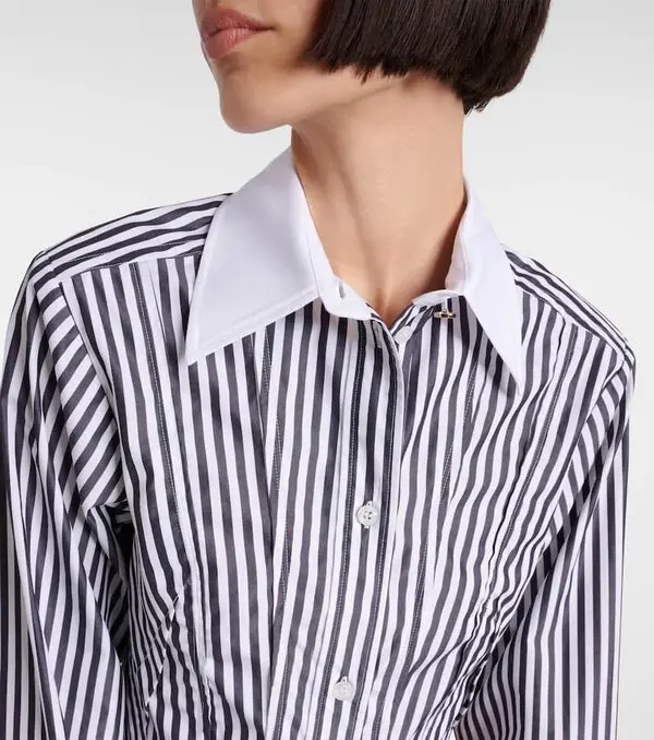 Sportmax Striped Cropped Shirt - Black