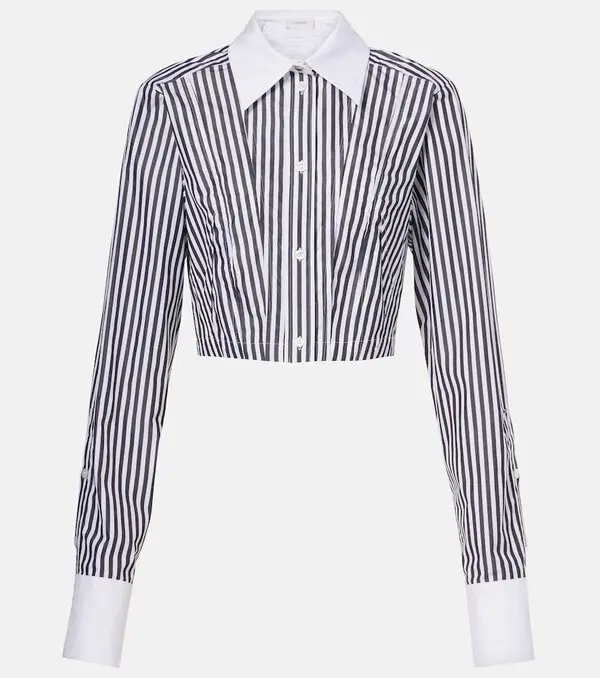 Sportmax Striped Cropped Shirt - Black