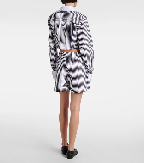 Sportmax Striped Cropped Shirt - Black