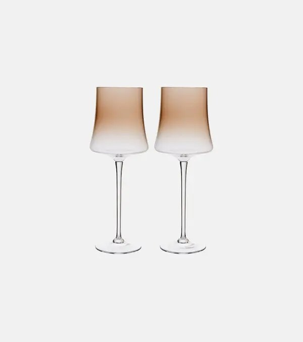 Brunello Cucinelli Set Of 2 Murano Glass Red Wine Glasses - Beige