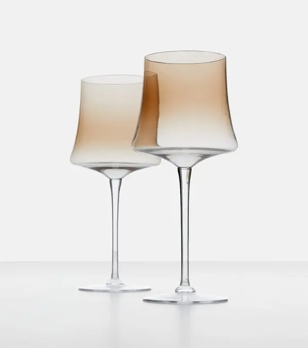 Brunello Cucinelli Set Of 2 Murano Glass Red Wine Glasses