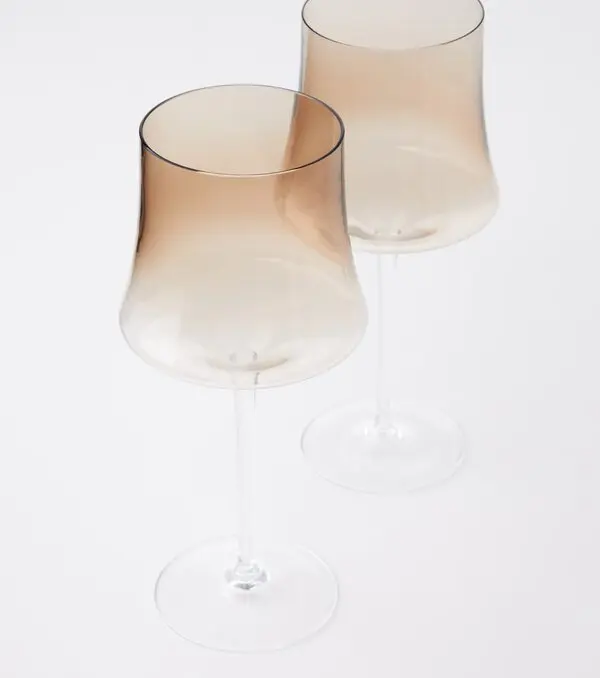 Brunello Cucinelli Set Of 2 Murano Glass Red Wine Glasses