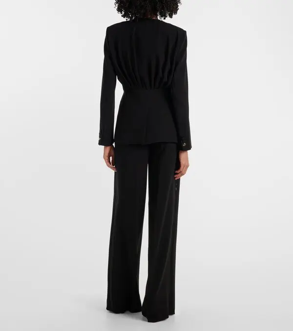 Max Mara Gradi Draped Crêpe Jacket - Black