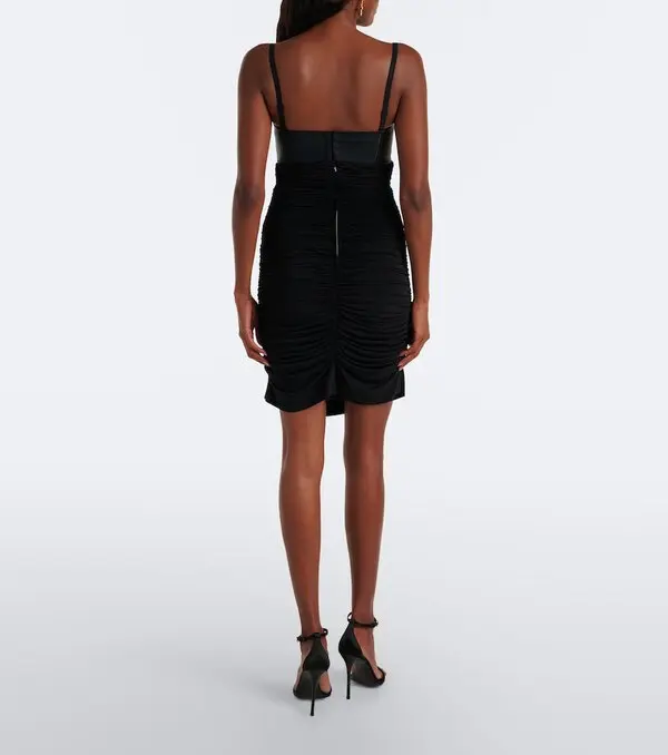 Dolce & Gabbana Ruched Satin Mini Dress - Black