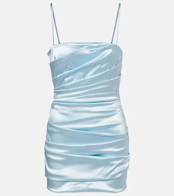 Dolce & Gabbana Ruched Satin Mini Dress - Blue