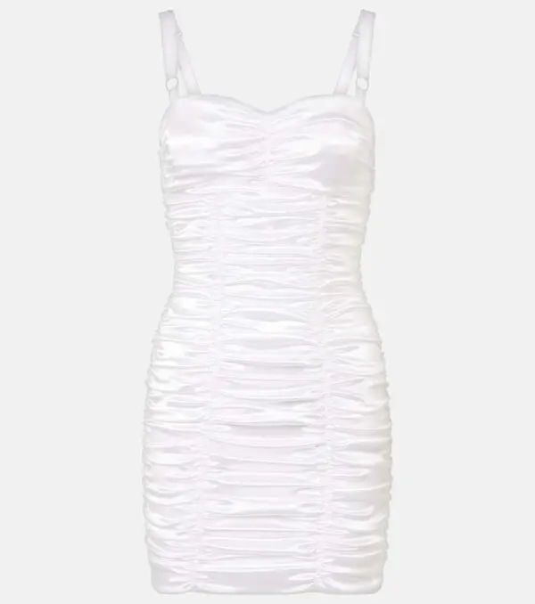 Dolce & Gabbana Ruched Satin Minidress - White