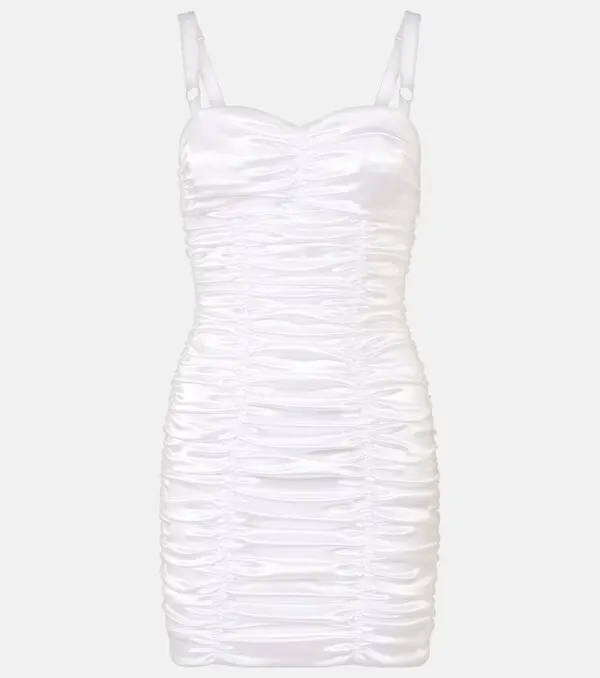 Dolce & Gabbana Ruched Satin Mini Dress - White