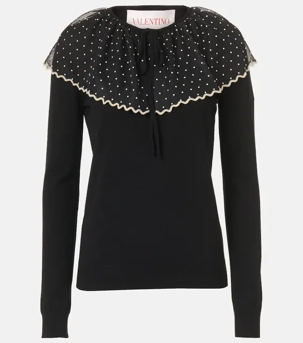 Valentino Garavani Tulle-trimmed Wool Sweater