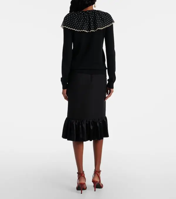 Valentino Garavani Tulle-trimmed Wool Sweater