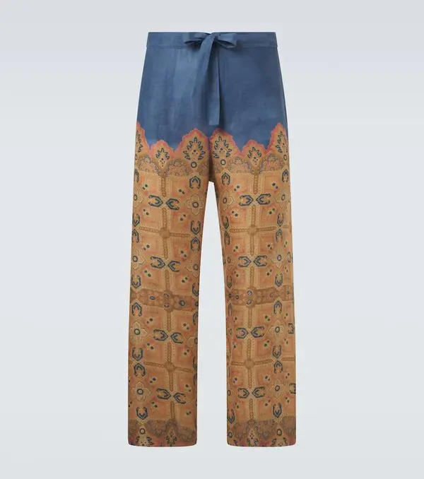 Valentino Garavani Printed Wide-leg Linen Pants