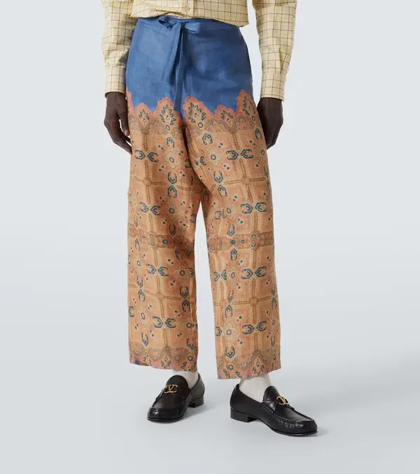 Valentino Garavani Printed Wide-leg Linen Pants