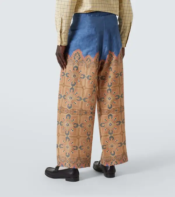 Valentino Garavani Printed Wide-leg Linen Pants