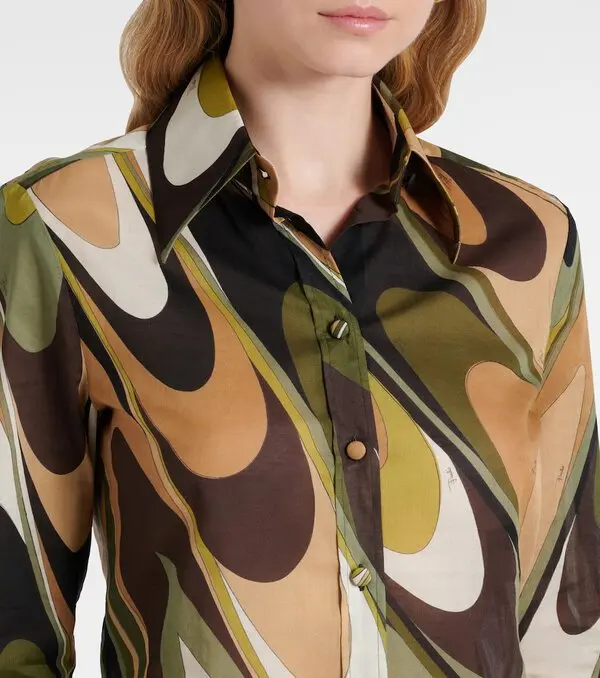 Emilio Pucci Onde Cotton Muslin Shirt - Green