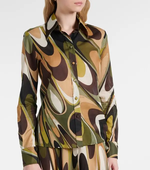 Emilio Pucci Onde Cotton Muslin Shirt - Green