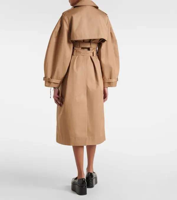 GANNI Cotton Trench Coat - Beige