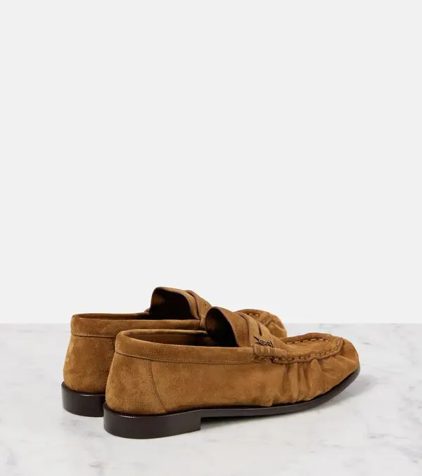 Saint Laurent Le Loafer Suede Penny Loafers - Brown