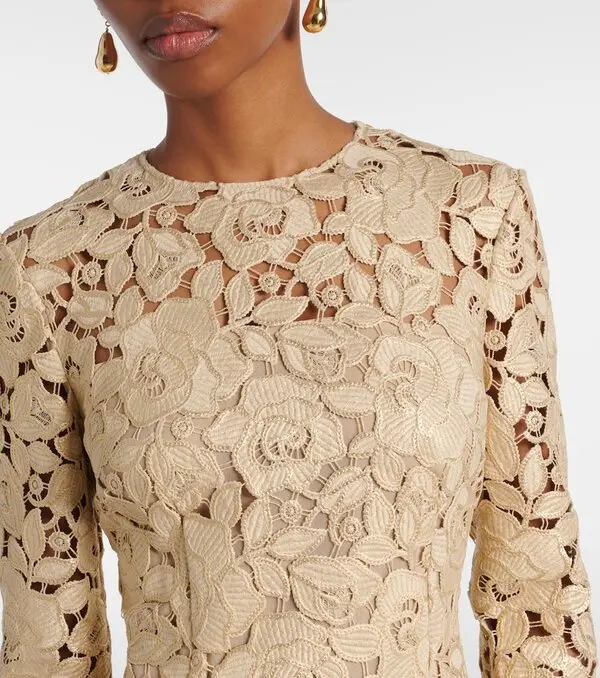 Oscar De La Renta Floral Lace Gown - Gold