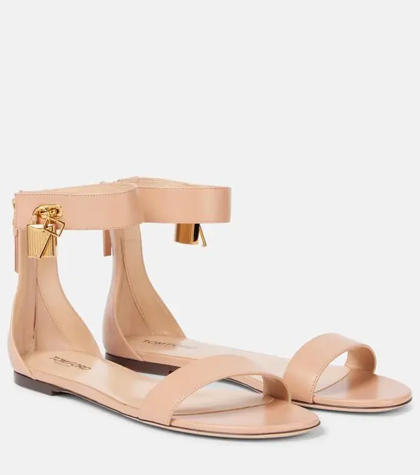 TOM FORD Padlock Leather Sandals - Pink