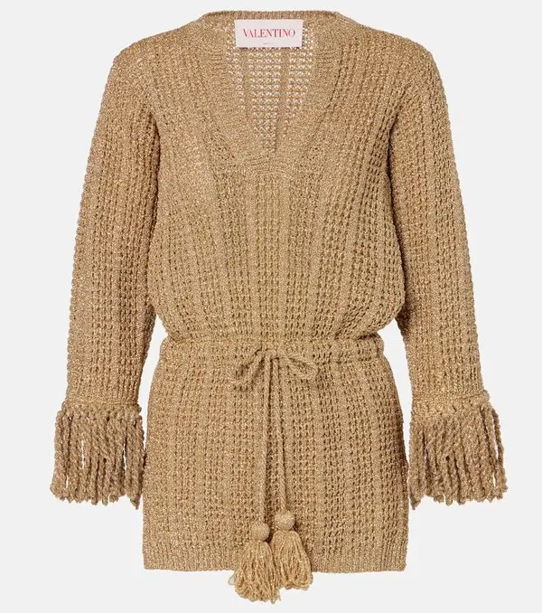 Valentino Garavani Open-knit Lamé Mini Dress