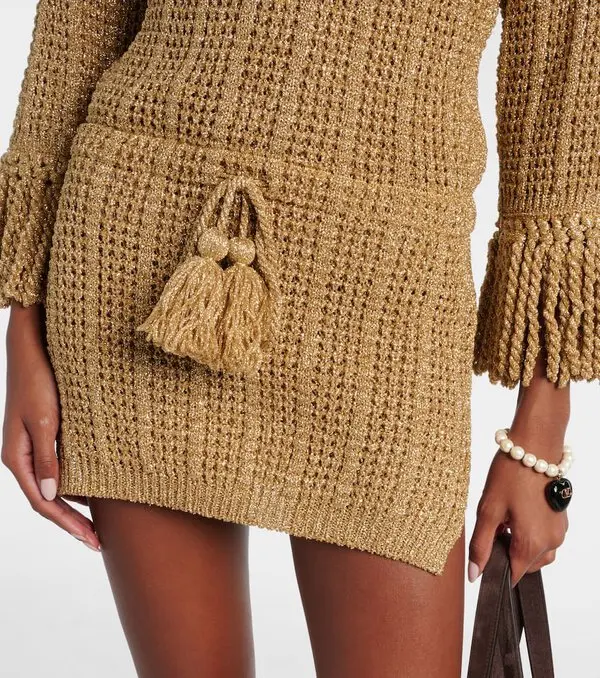 Valentino Garavani Open-knit Lamé Mini Dress