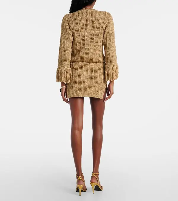 Valentino Garavani Open-knit Lamé Minidress
