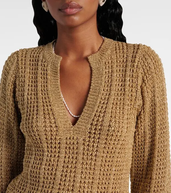 Valentino Garavani Open-knit Lamé Minidress