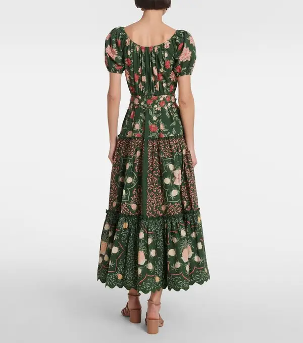 farm rio floral tiered cotton maxi dress Farm Rio Delicate Fruit Garden Knit-Trimmed Tiered Cotton Maxi Dress In  Yellow - 50% Off