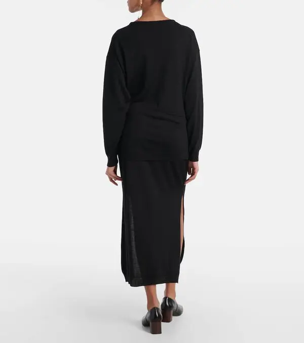 LEMAIRE Belted Wool Blend Sweater Dress