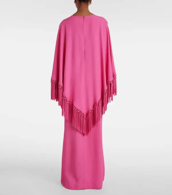 TALLER MARMO Fringed Crepe Cady Kaftan - Pink