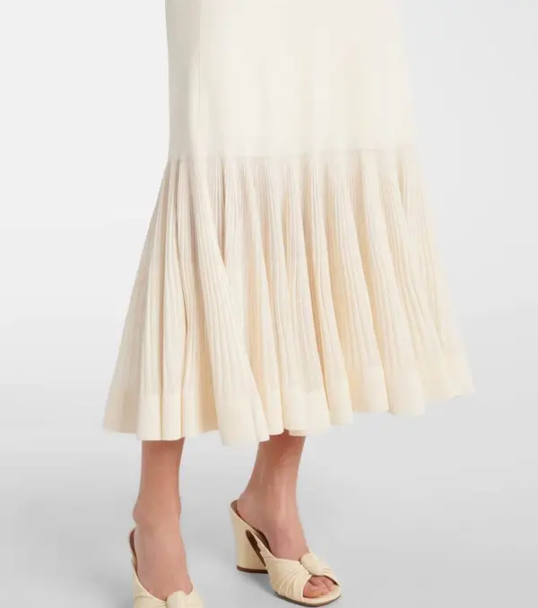 Zimmermann Illuminate Pleated Ribbed-knit Midi Skirt