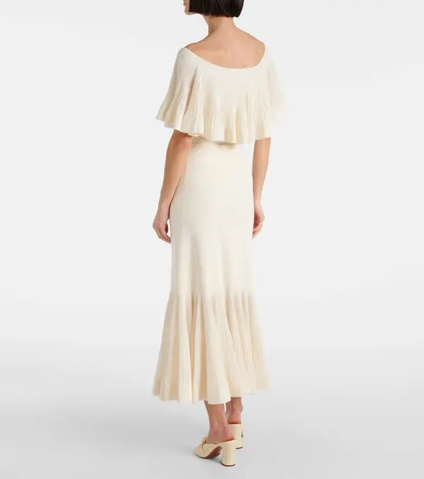 Zimmermann Illuminate Pleated Ribbed-knit Midi Skirt