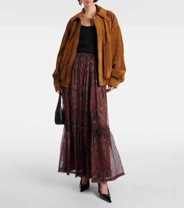 Saint Laurent Suede Bomber Jacket - Brown
