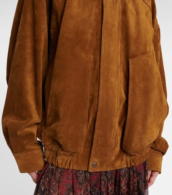 Saint Laurent Suede Bomber Jacket - Brown