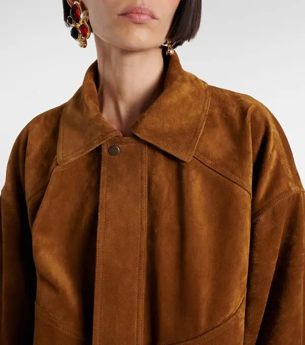 Saint Laurent Suede Bomber Jacket - Brown