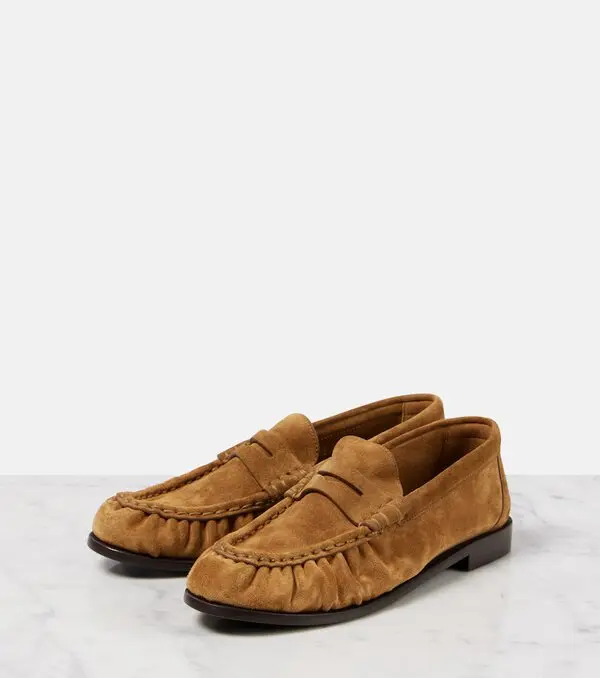 Saint Laurent Le Loafer Suede Penny Loafers - Brown