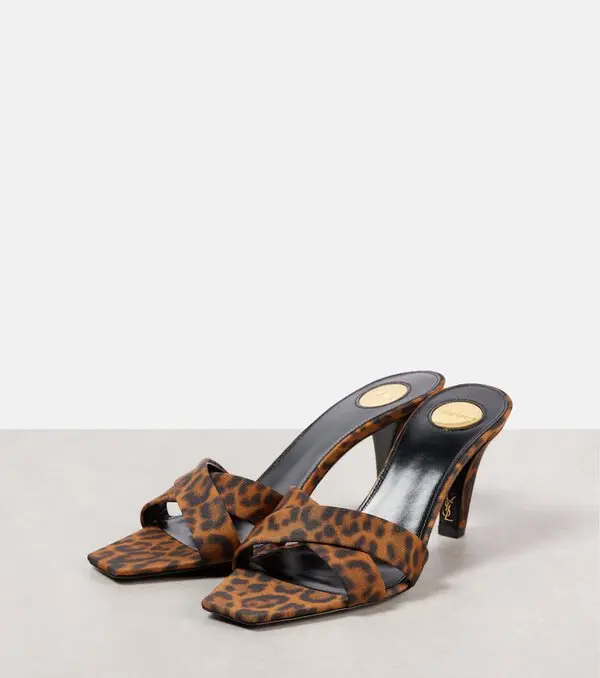 Saint Laurent Jill 75 Leopard-print Mules
