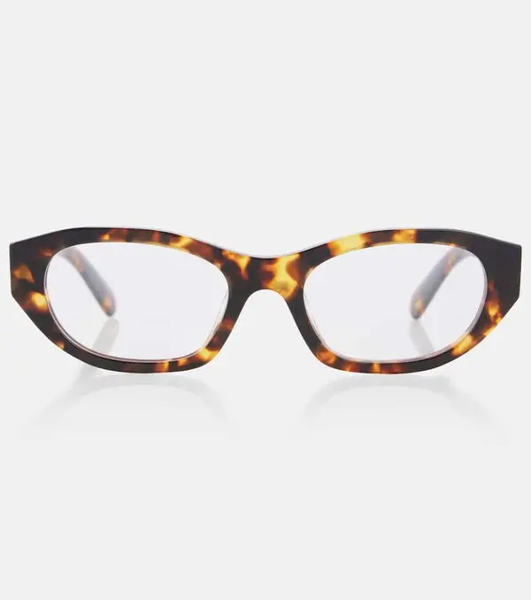 Miu Miu Logo Oval Glasses - Brown
