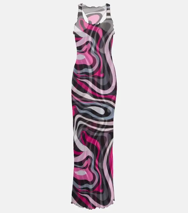 Emilio Pucci Marmo Tulle Maxi Dress - Multicoloured