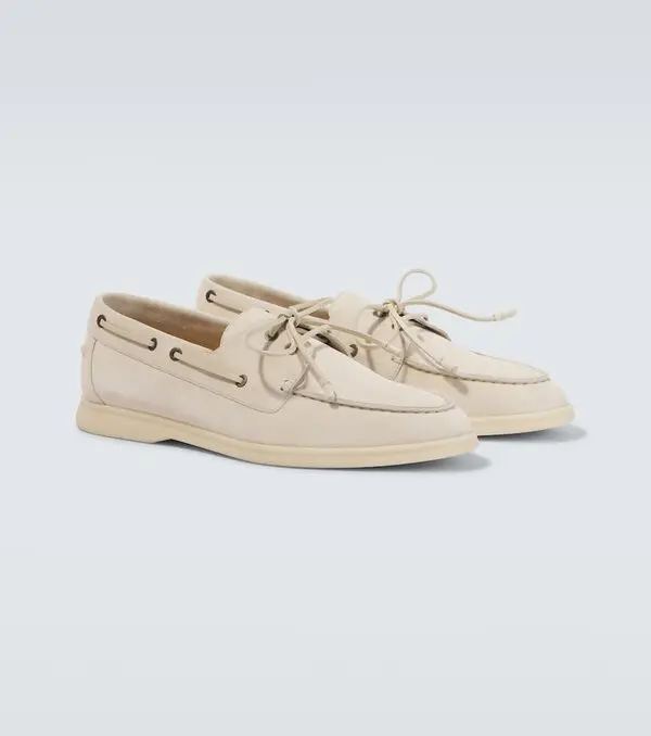 Loro Piana Sea-sail Walk Suede Boat Shoes - Beige