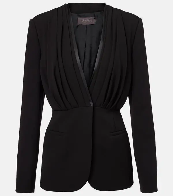 Max Mara Gradi Draped Crepe Jacket - Black