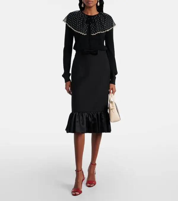 Valentino Garavani Tulle-trimmed Wool Sweater
