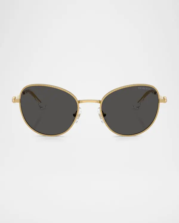 SWAROVSKI Crystal Round Sunglasses - Gold